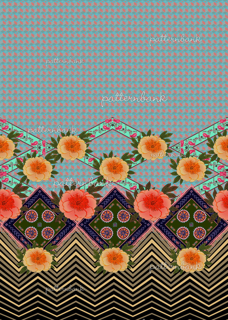 Zig Zag Bloom by Ilha da estampa Seamless Repeat Royalty-Free Stock ...