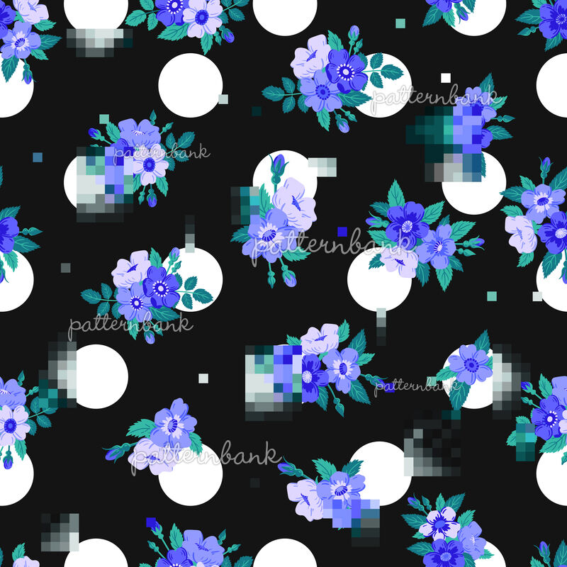 Floral Polka Dot With Pixels Effect by Mona Monash Seamless Repeat ...