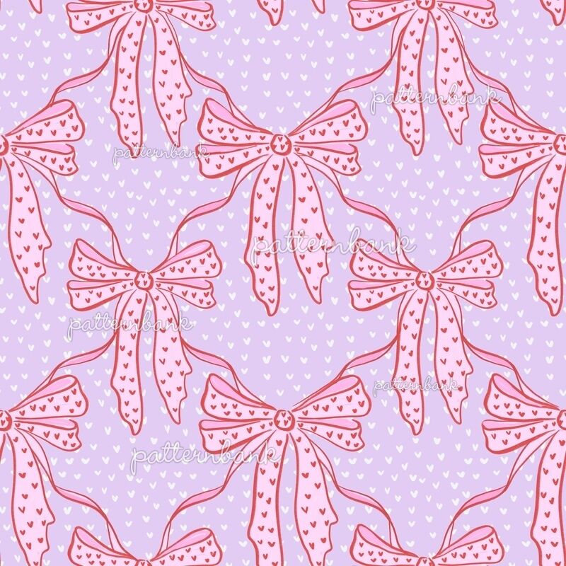 Cute Pink Girly Bows and Ribbon With Hearts by Studio Sunshine Seamless ...