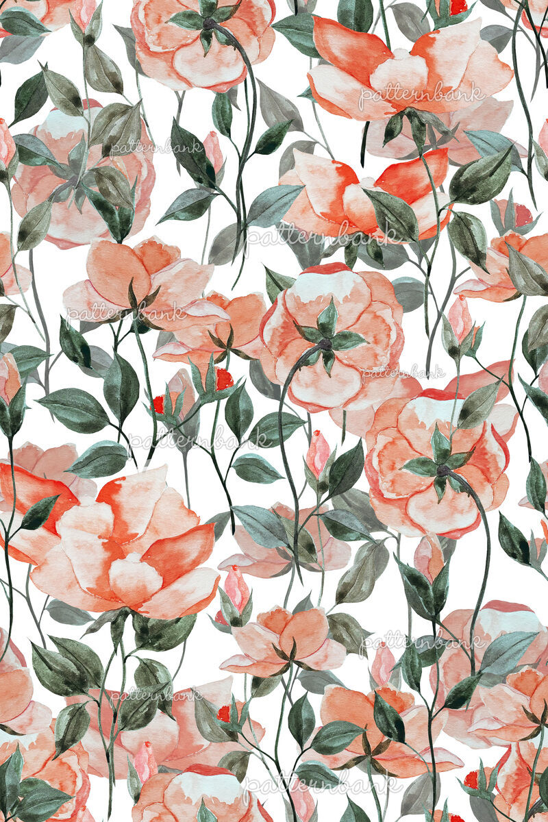 Watercolor Red Roses Seamless Pattern by Startseva Maria Seamless ...