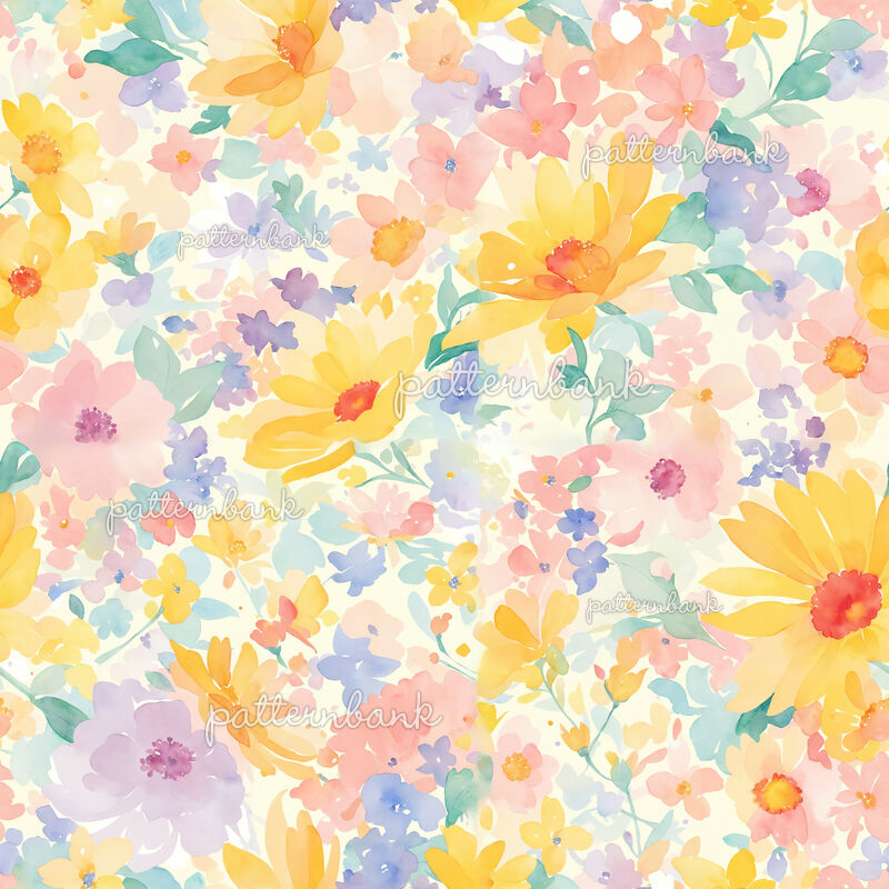 Elegant Watercolor Floral Seamless Pattern by Z&Y Design Studio ...